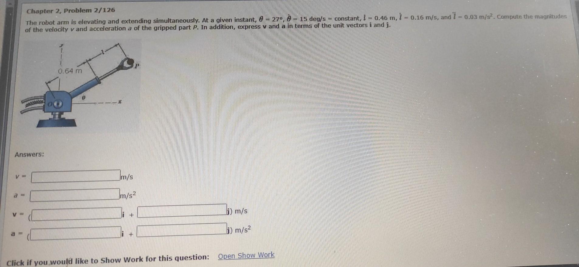 Solved Chapter 2, Problem 2/126 The robot arm is elevating | Chegg.com