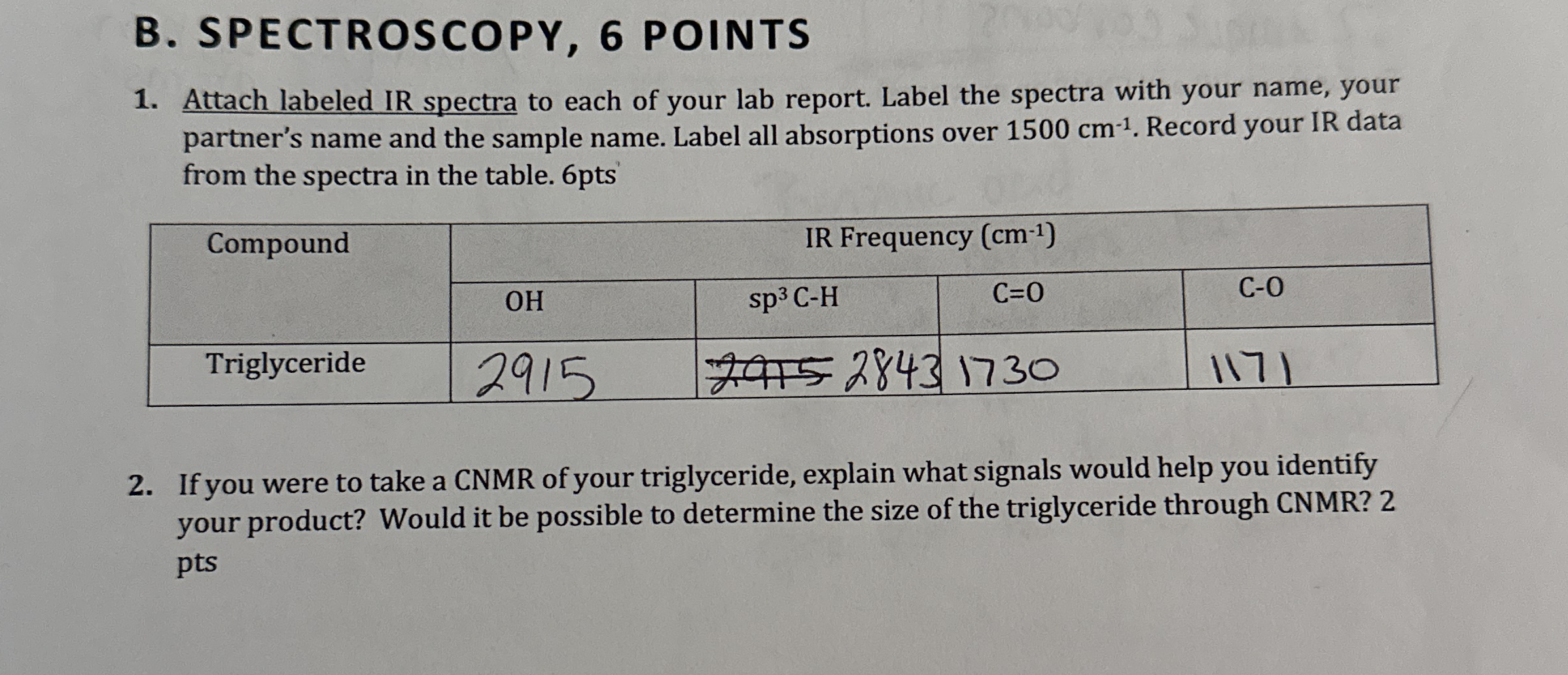 Solved B. ﻿SPECTROSCOPY, 6 ﻿POINTSAttach labeled IR spectra | Chegg.com