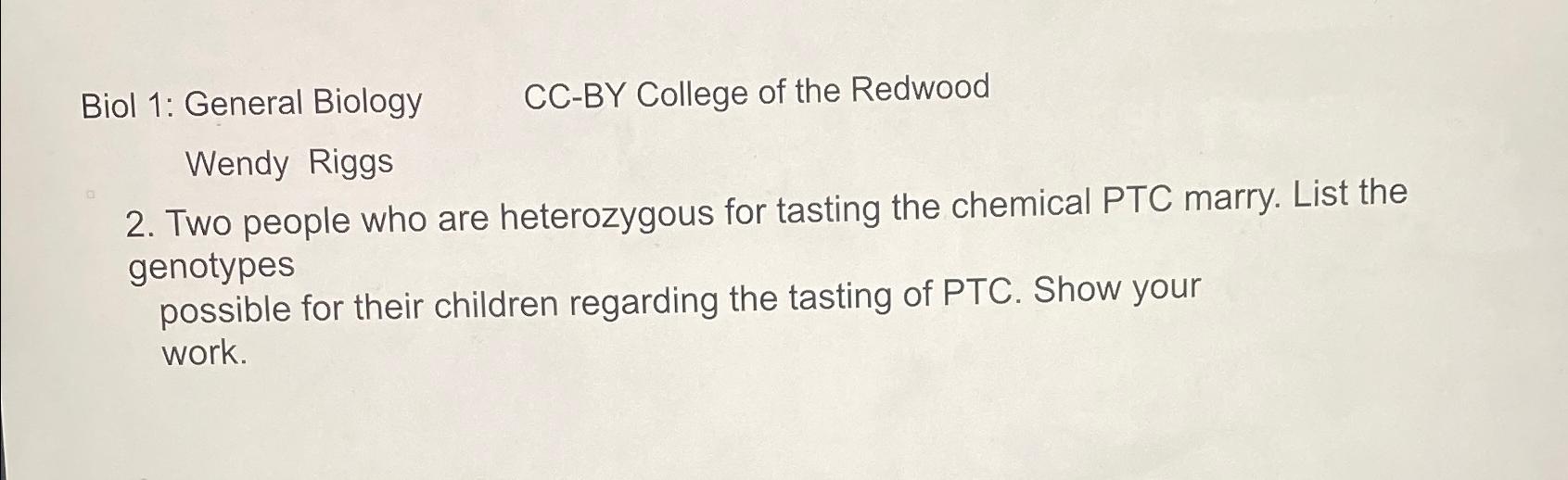 Solved Biol 1: General BiologyCC-BY College of the | Chegg.com
