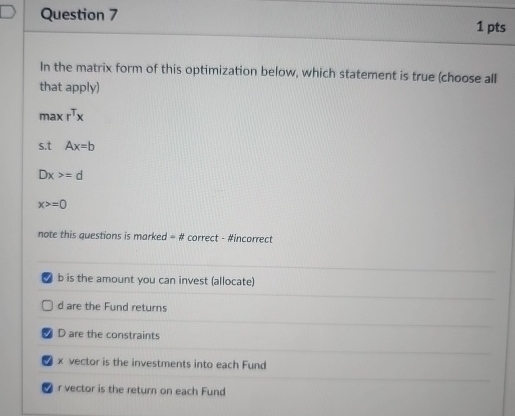 Solved Question 71 ﻿ptsIn the matrix form of this | Chegg.com