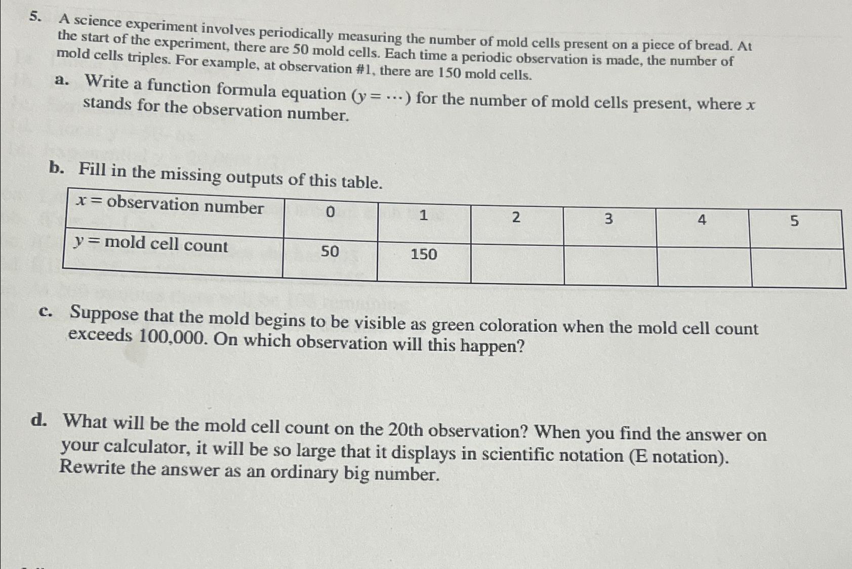 Solved A science experiment involves periodically measuring | Chegg.com