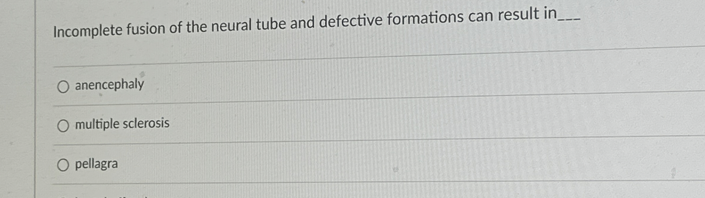 Solved Incomplete fusion of the neural tube and defective | Chegg.com