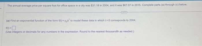 Solved (a) Find an exponential function of the form | Chegg.com