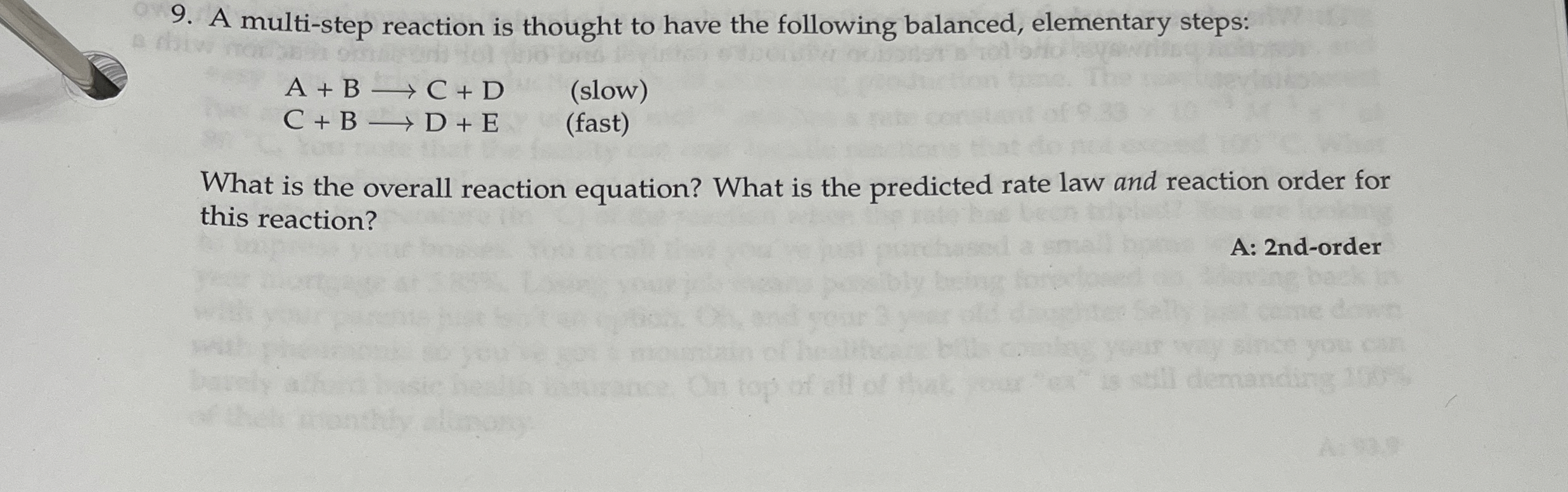 Solved A multi-step reaction is thought to have the | Chegg.com