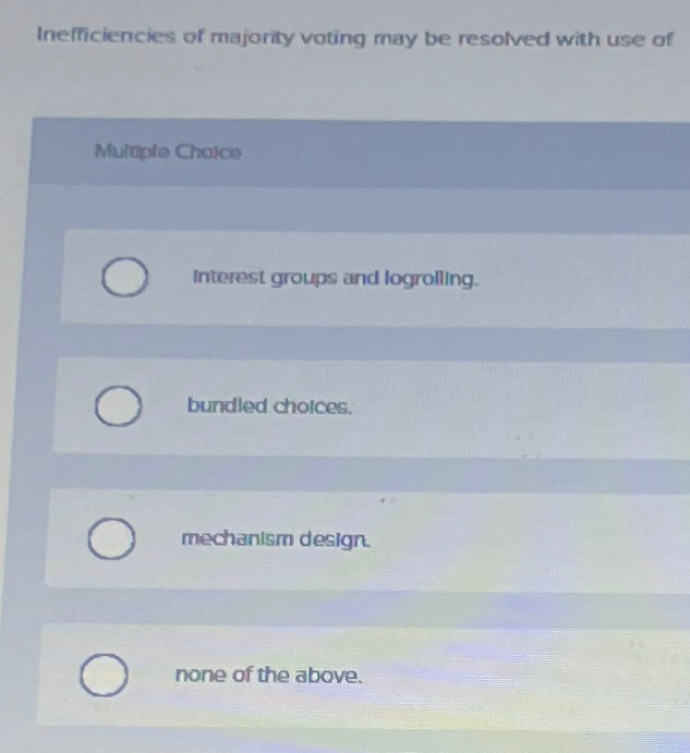 Solved Inefficiencies of majority voting may be resolved | Chegg.com