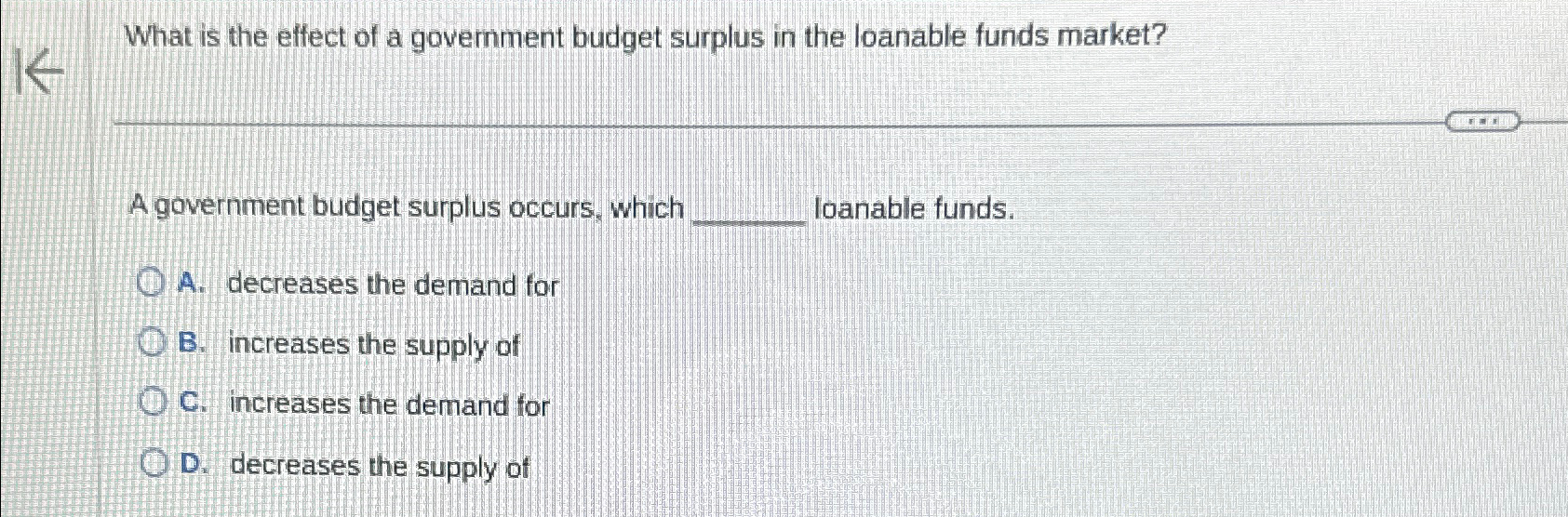 Solved What is the effect of a government budget surplus in | Chegg.com