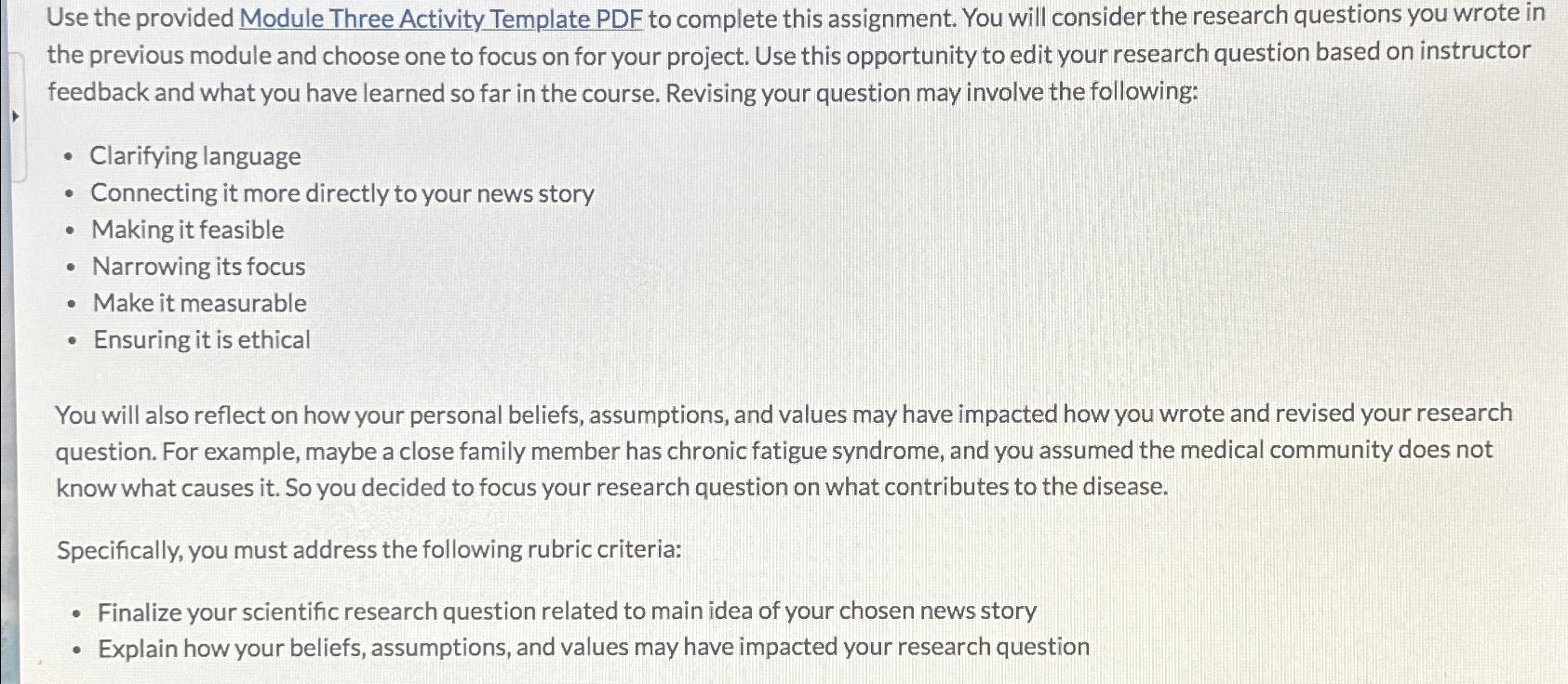 Solved Use the provided Module Three Activity Template PDF | Chegg.com