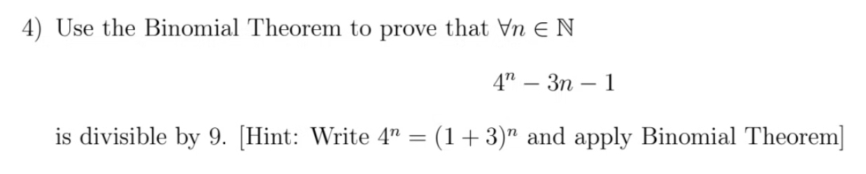 Solved Use the Binomial Theorem to prove that | Chegg.com
