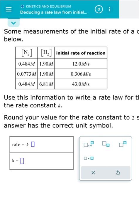Solved Some measurements of the initial rate of a below. Use | Chegg.com
