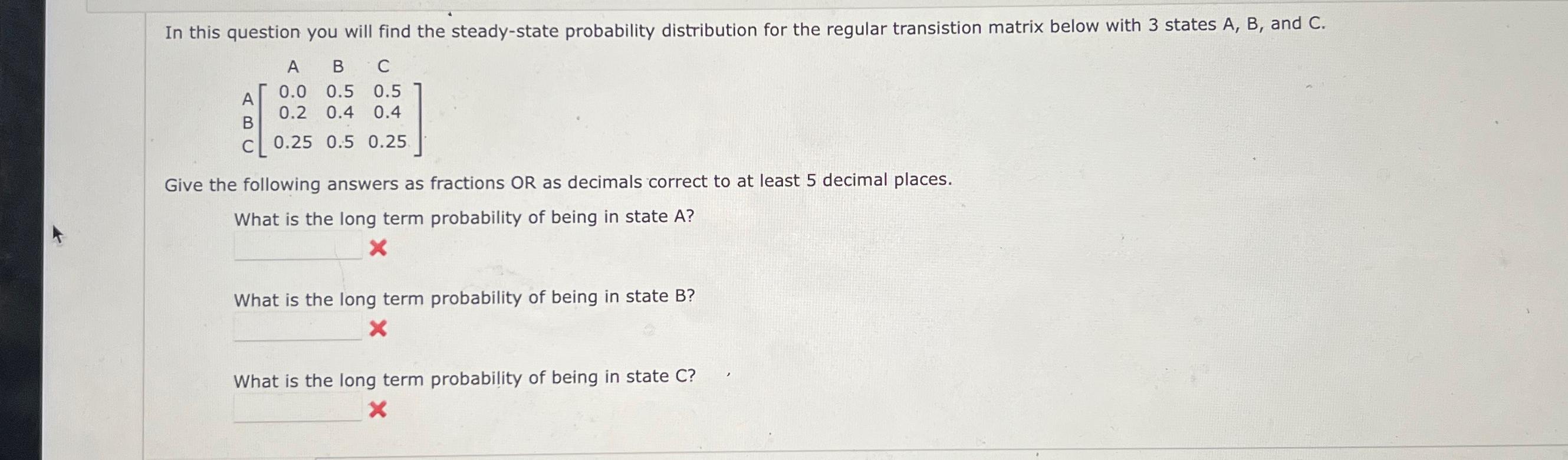 Solved In this question you will find the steady-state | Chegg.com