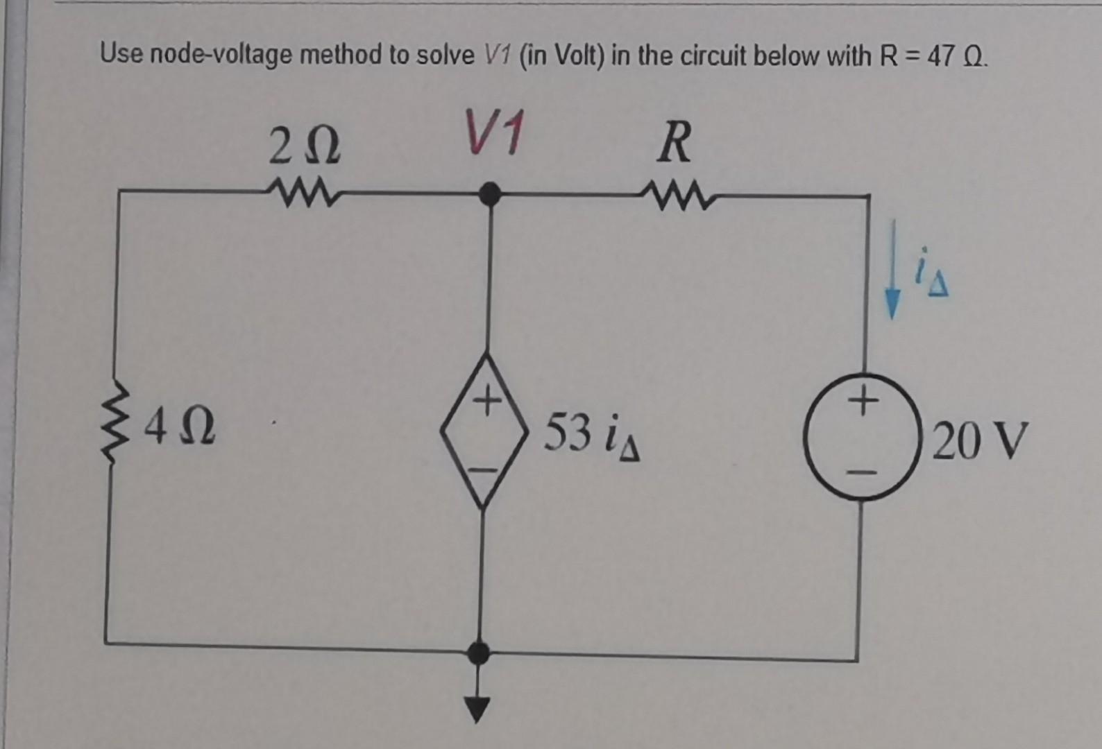 Solved Use node-voltage method to solve V1 (in Volt) in the | Chegg.com