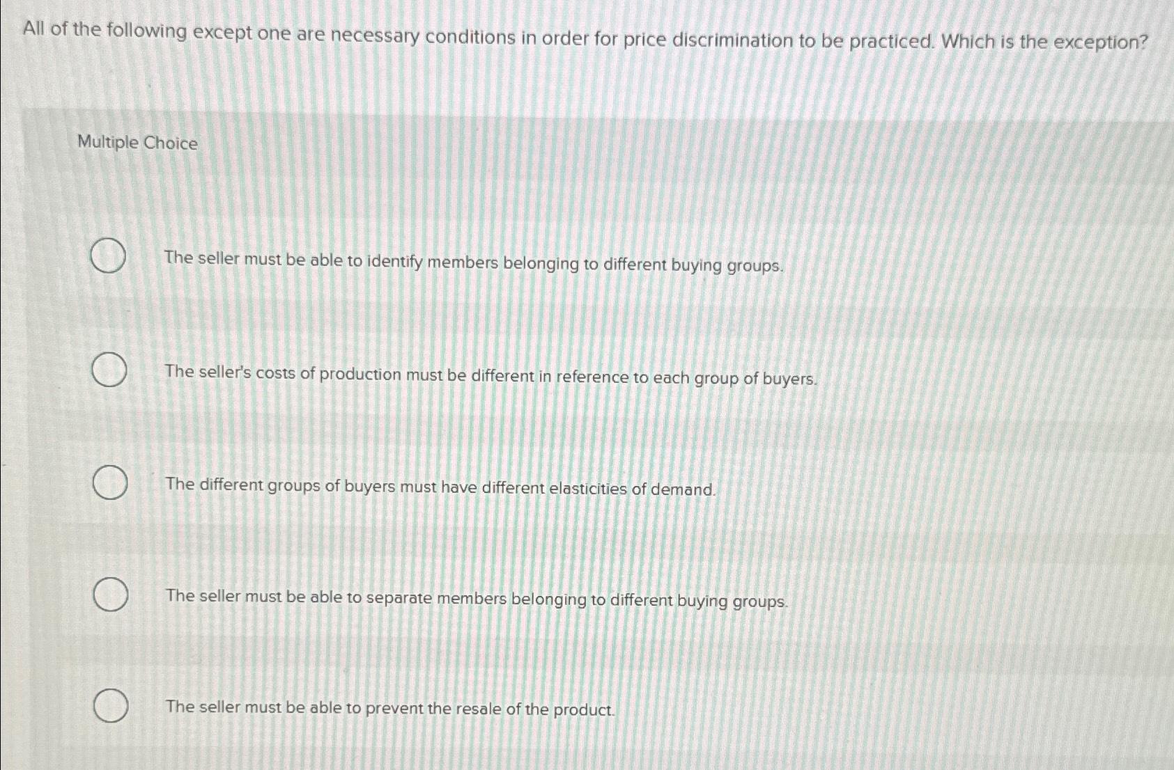 Solved All of the following except one are necessary | Chegg.com