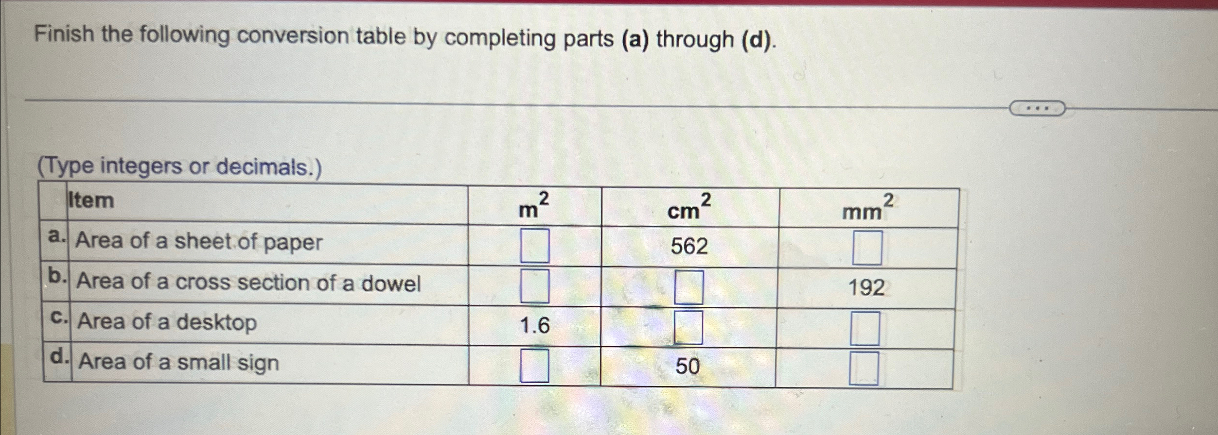 Solved Finish the following conversion table by completing | Chegg.com