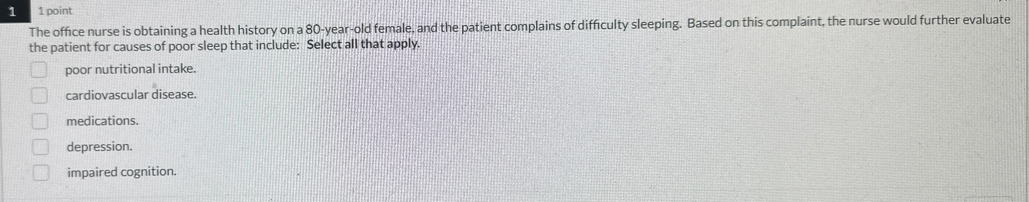 Solved 11 ﻿pointThe office nurse is obtaining a health | Chegg.com