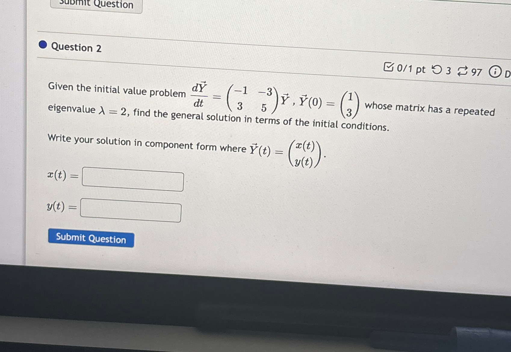 Question 201pt3⇄97(i) DGiven the initial value | Chegg.com