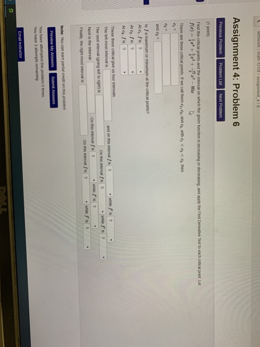 Solved webwork/math-1210f/ assignment 4/6 Assignment 4: | Chegg.com
