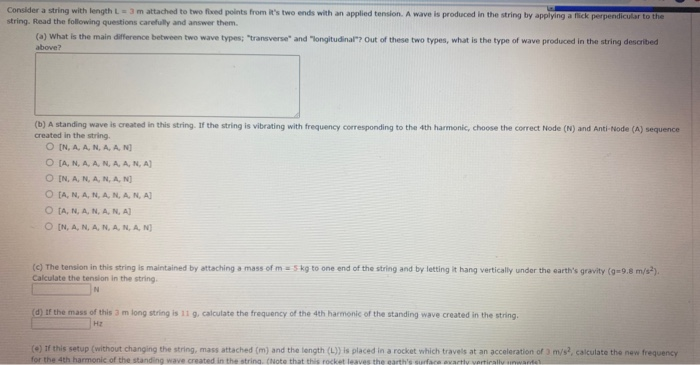 Solved Consider a string with length L = 3 m attached to two | Chegg.com