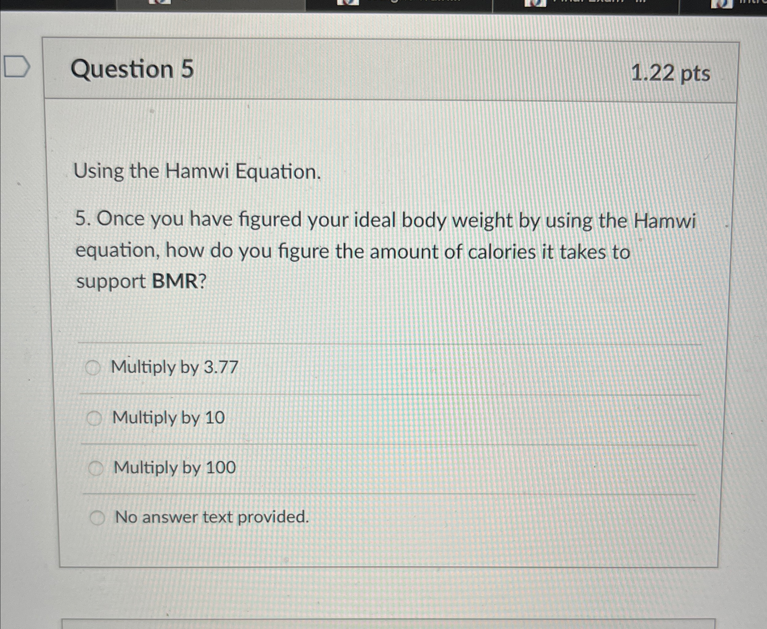 Solved Question 51.22 ﻿ptsUsing the Hamwi Equation.5. ﻿Once | Chegg.com