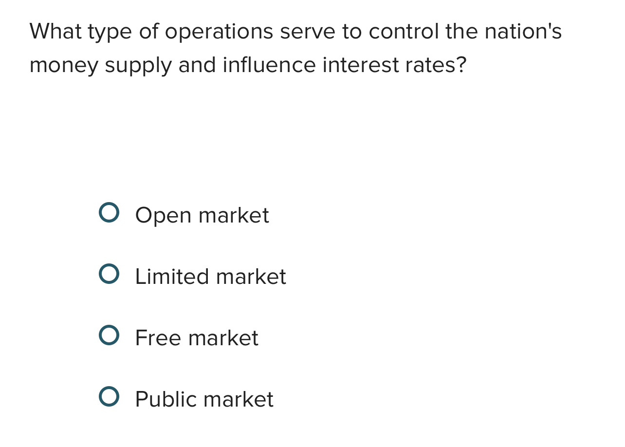 Solved What type of operations serve to control the nation's | Chegg.com