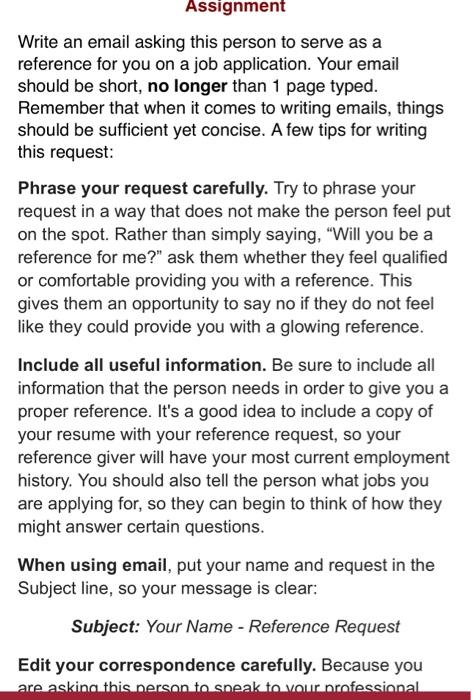 Assignment Write an email asking this person to serve | Chegg.com