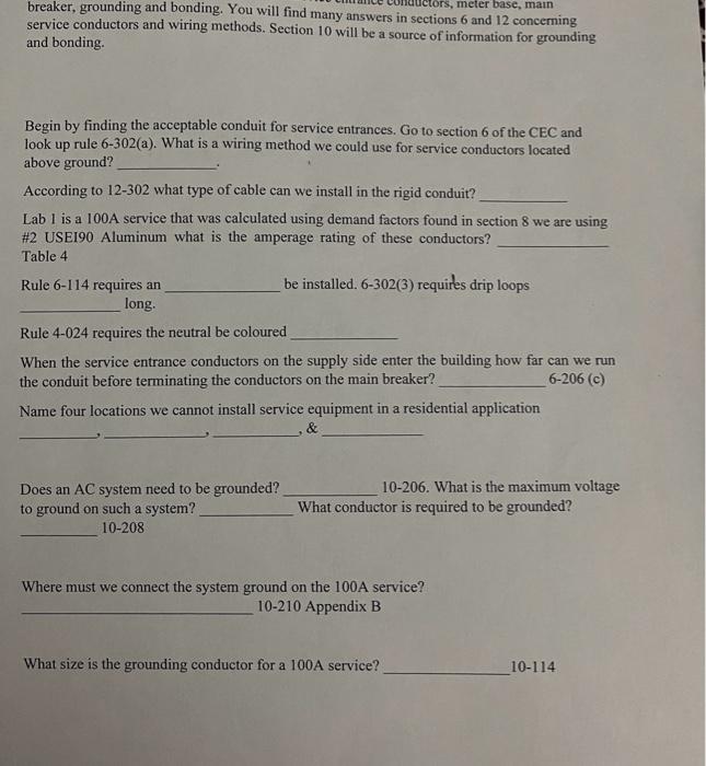 Solved breaker, grounding and bonding. You will find many | Chegg.com