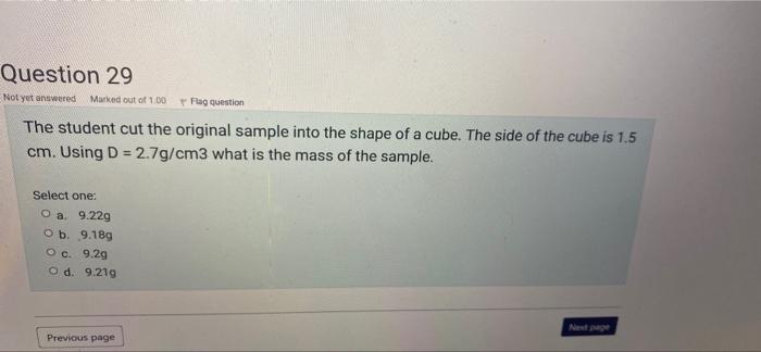 Solved The student cut the original sample into the shape of | Chegg.com