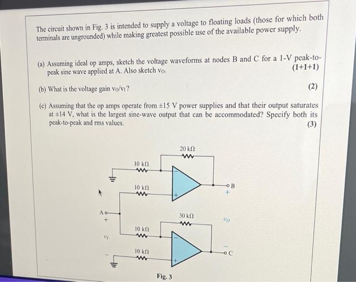 Solved The circuit shown in Fig. 3 is intended to supply a | Chegg.com