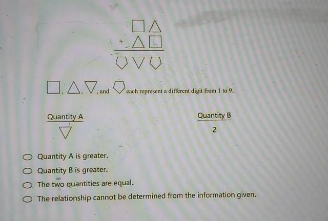 Solved Δ.V.and each represent a different digit from 1 to 9 | Chegg.com