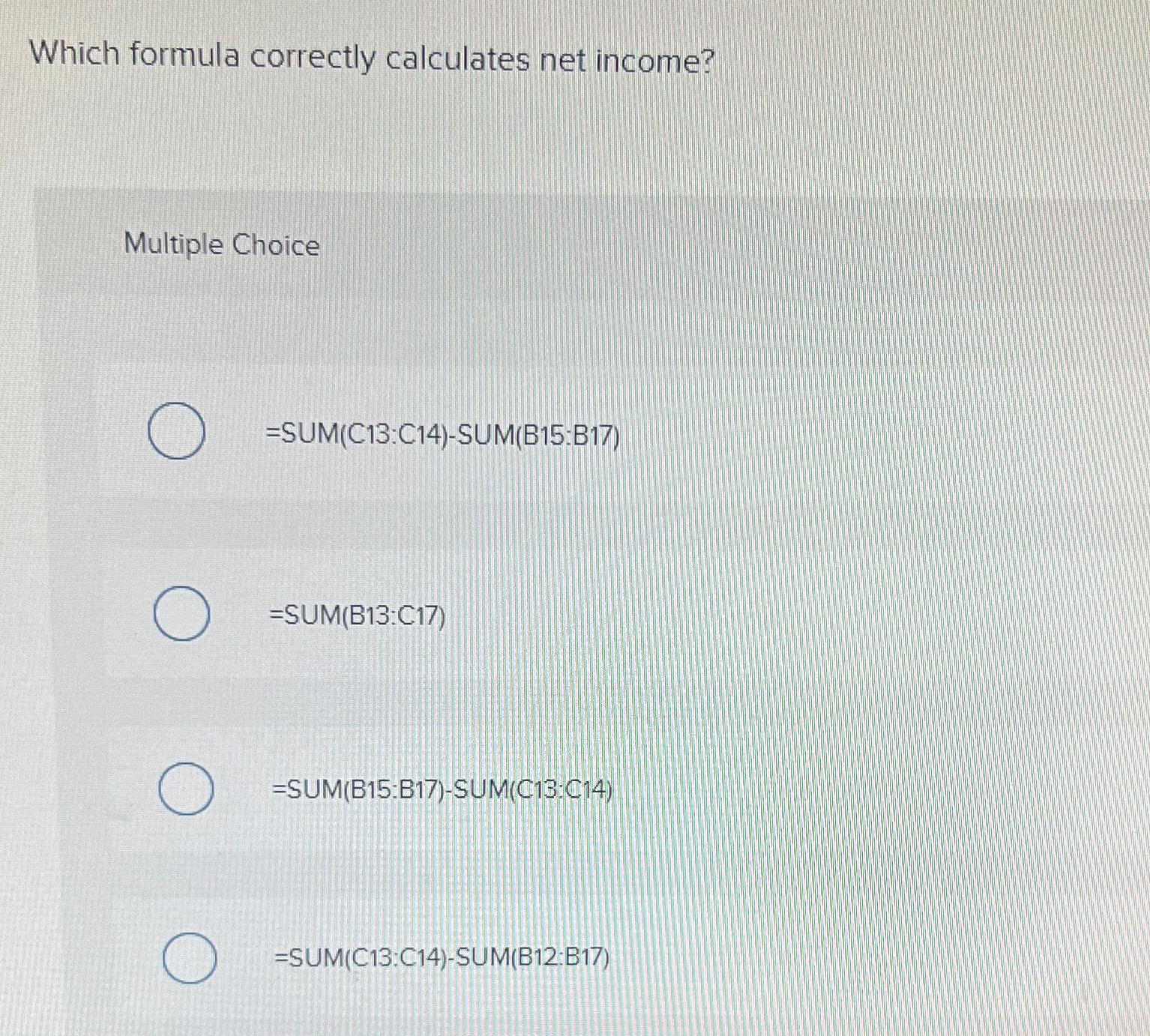 Solved Which formula correctly calculates net | Chegg.com