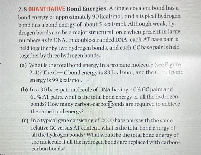 Solved 2-8 QUANTITATIVE Bond Energies. A single covalent | Chegg.com
