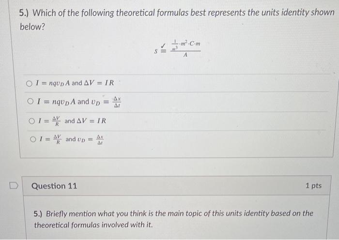 Solved 5.) Which of the following theoretical formulas best | Chegg.com