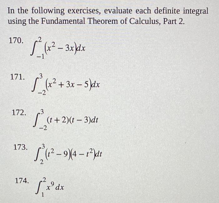 Solved In the following exercises, evaluate each definite | Chegg.com