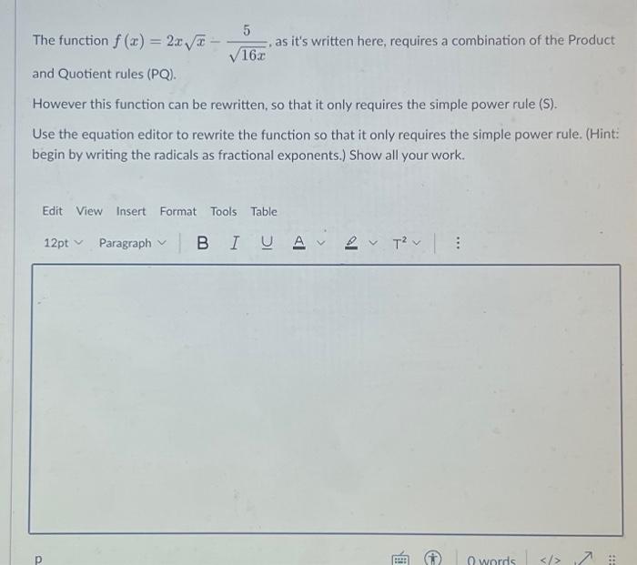 Solved The function f(x)=2xx−16x5, as it's written here, | Chegg.com