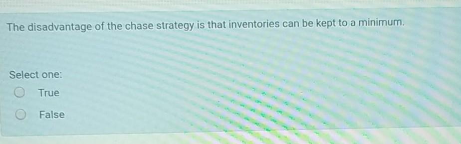 Solved The disadvantage of the chase strategy is that | Chegg.com