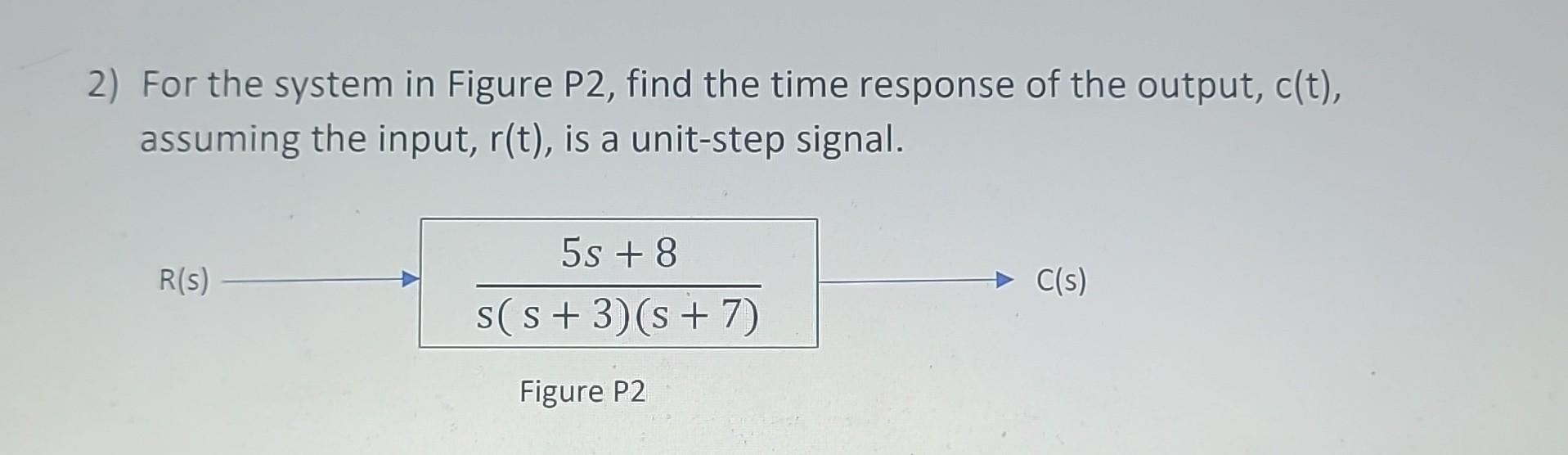 Solved 2) For the system in Figure P2, find the time | Chegg.com