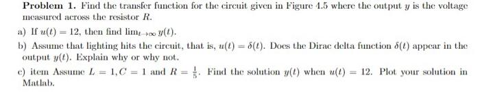 Solved Problem 1. Find the transfer function for the circuit | Chegg.com