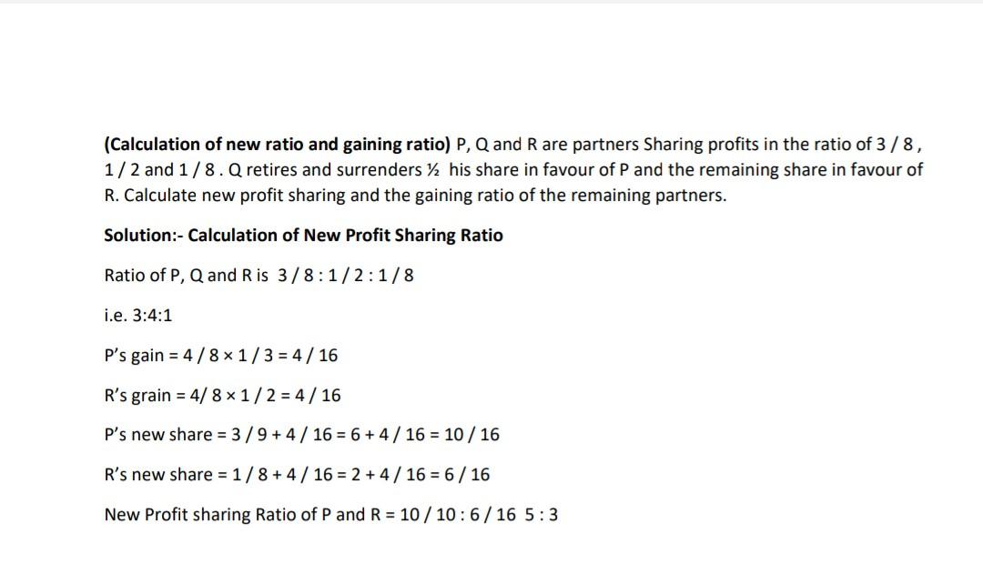 (Calculation of new ratio and gaining ratio) P, Q and | Chegg.com