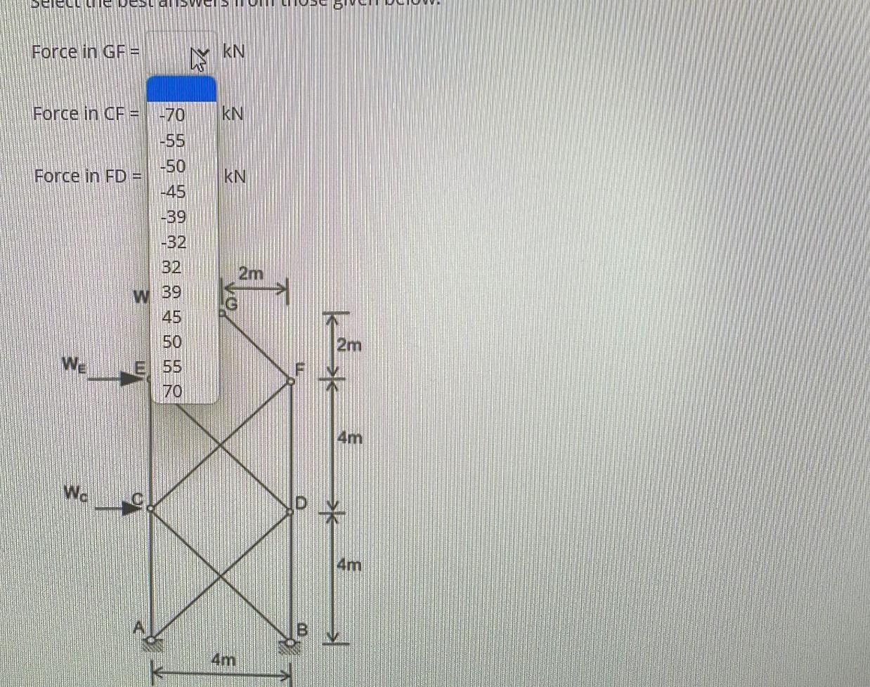 Solved 14 points Question 9 For the cross-braced tower shown | Chegg.com