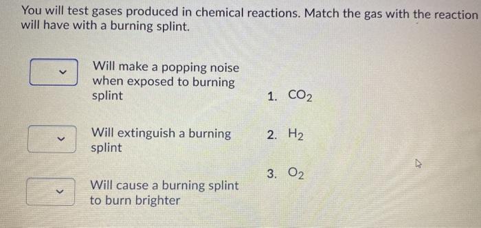 Solved You will test gases produced in chemical reactions. | Chegg.com