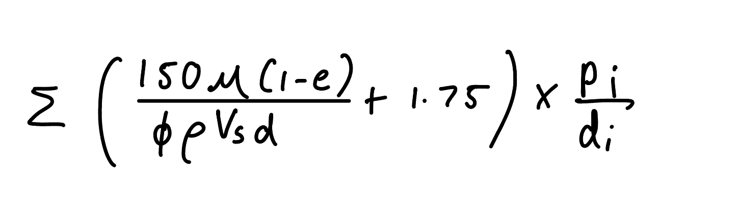 ∑((150\mu (1-e))/(ϕ\rho V_(s)d)+1.75)\times | Chegg.com