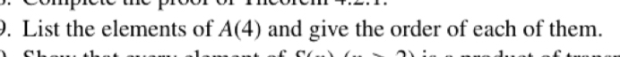 Solved List the elements of A(4) ﻿and give the order of each | Chegg.com