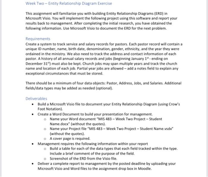 Week Two - Entity Relationship Diagram Exercise This | Chegg.com