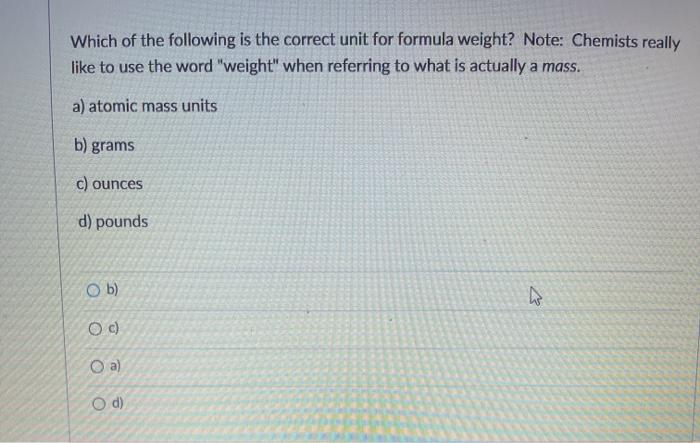 Solved Which of the following is the correct unit for | Chegg.com