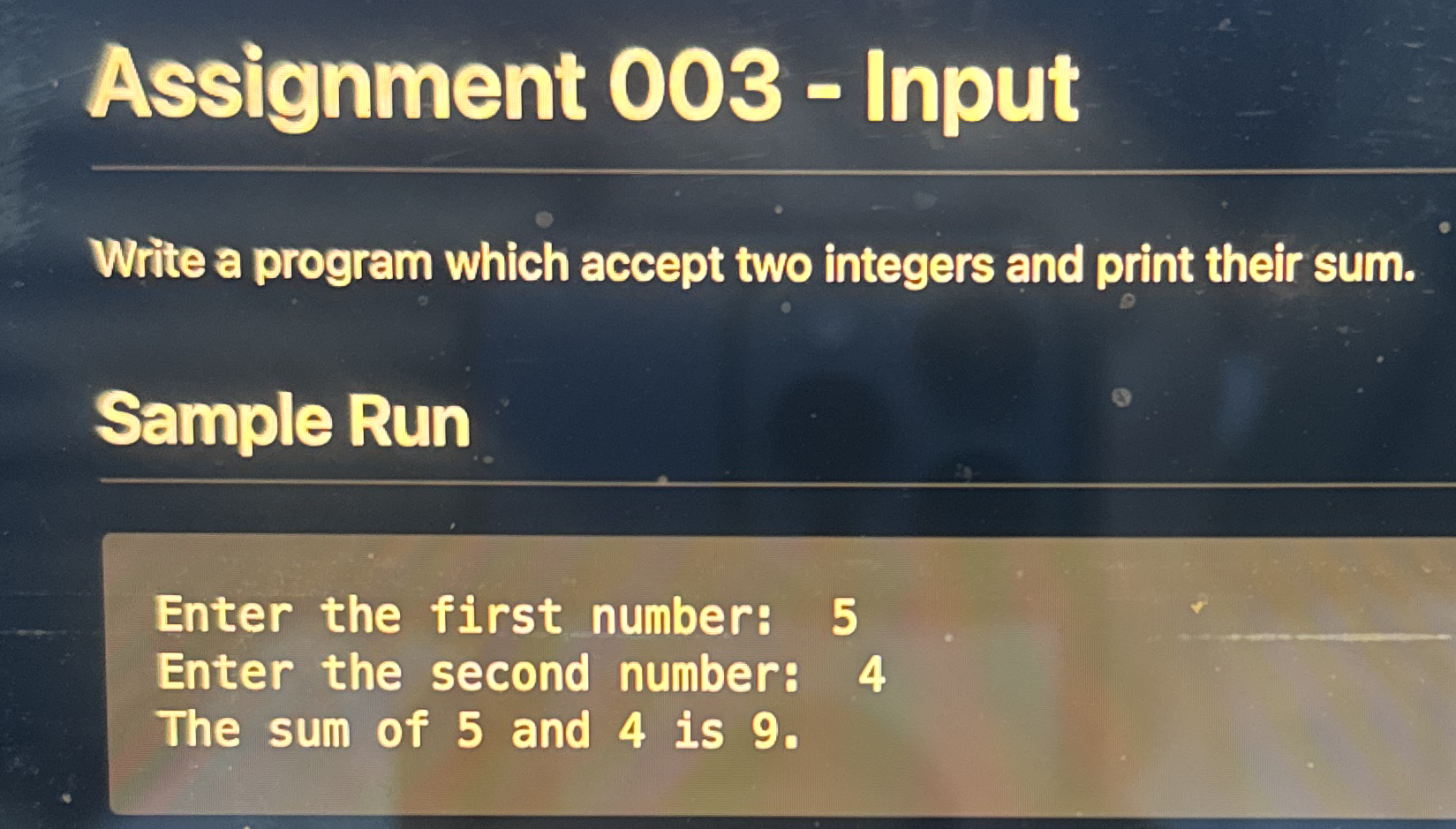Solved Assignment 003 - ﻿InputWrite a program which accept | Chegg.com