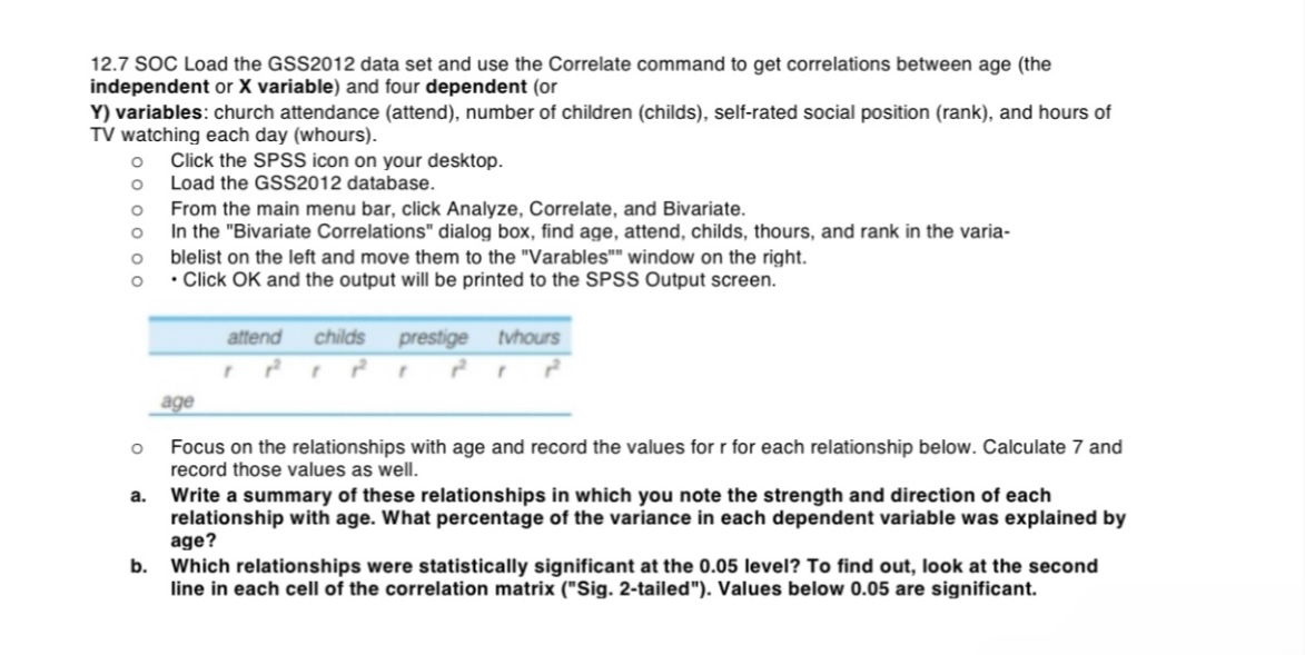 Solved 12.7 ﻿SOC Load the GSS2012 ﻿data set and use the | Chegg.com