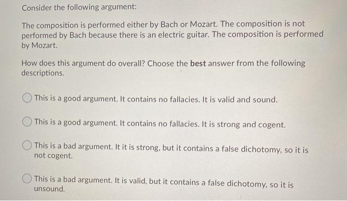 Solved Consider the following argument: The composition is | Chegg.com