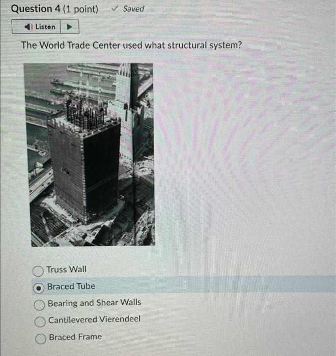 Solved The World Trade Center used what structural system? | Chegg.com