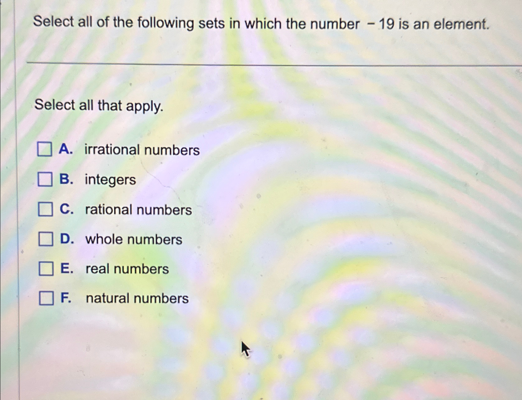 Solved Select all of the following sets in which the number | Chegg.com
