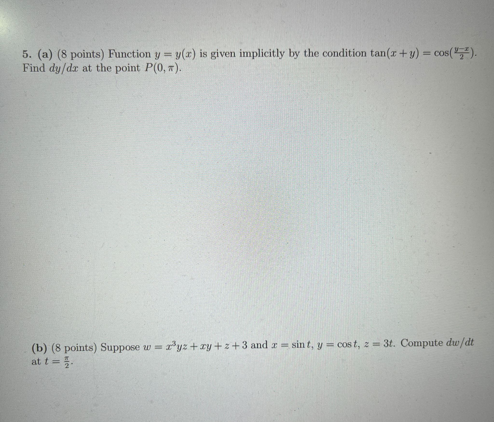 Solved (a) (8 ﻿points) ﻿Function y=y(x) ﻿is given implicitly | Chegg.com