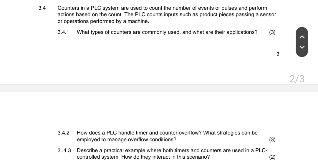 Solved ŵ3.4 ﻿Counters in a PLC system are used to count the | Chegg.com
